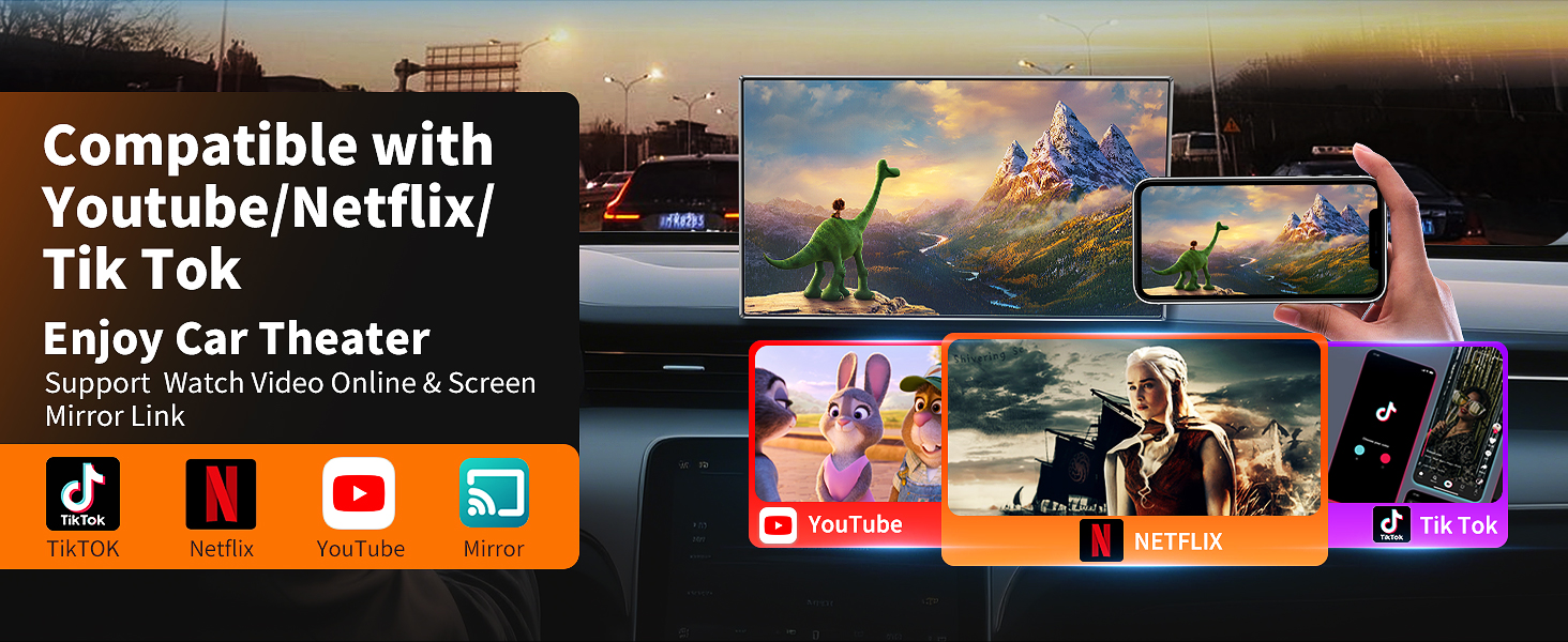 Amazon.com: 4-in-1 Wireless CarPlay & Android Auto Adapter, Compatible with N-etflix/YouTube/TIK ...