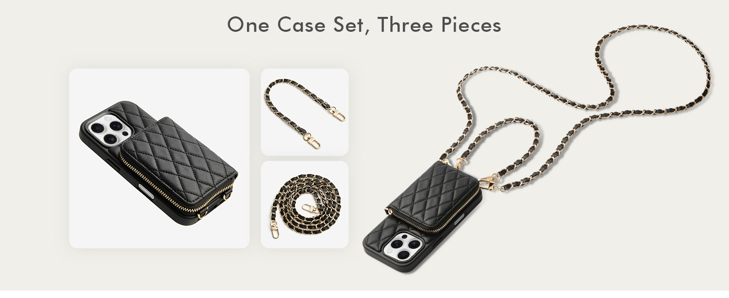 Amazon.com: LAMEEKU Compatible with iPhone 16 Pro Max Wallet Case with Card Holder, Quilted ...