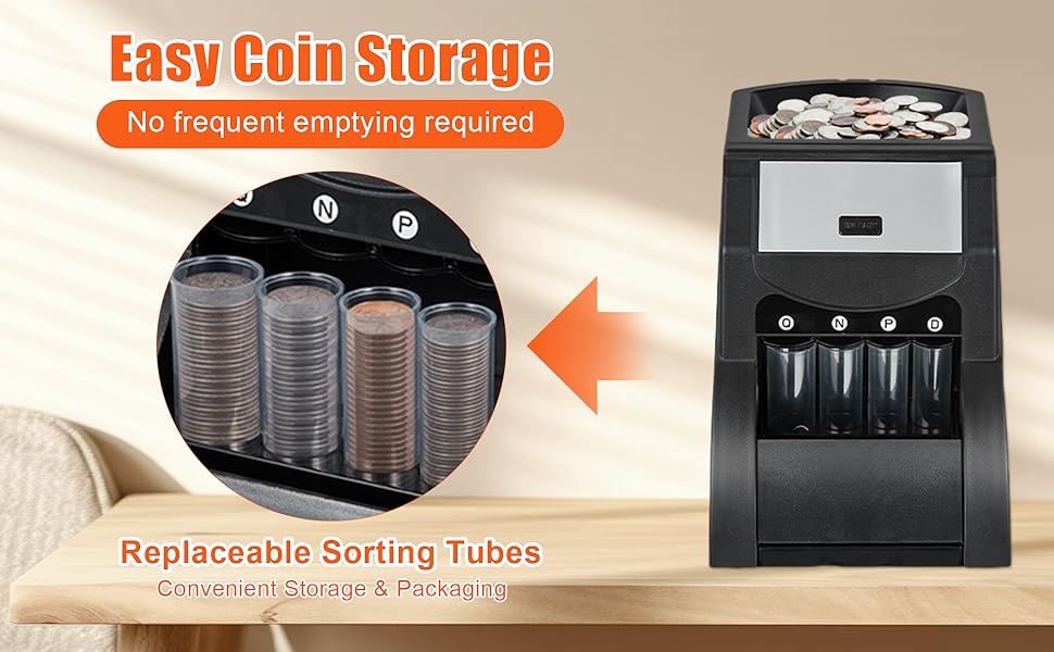 Amazon.com : Coin Sorter, Coin Sorter and Wrapper Machine for USD Coin 1¢ 5¢ 10¢ 25¢, Coin ...