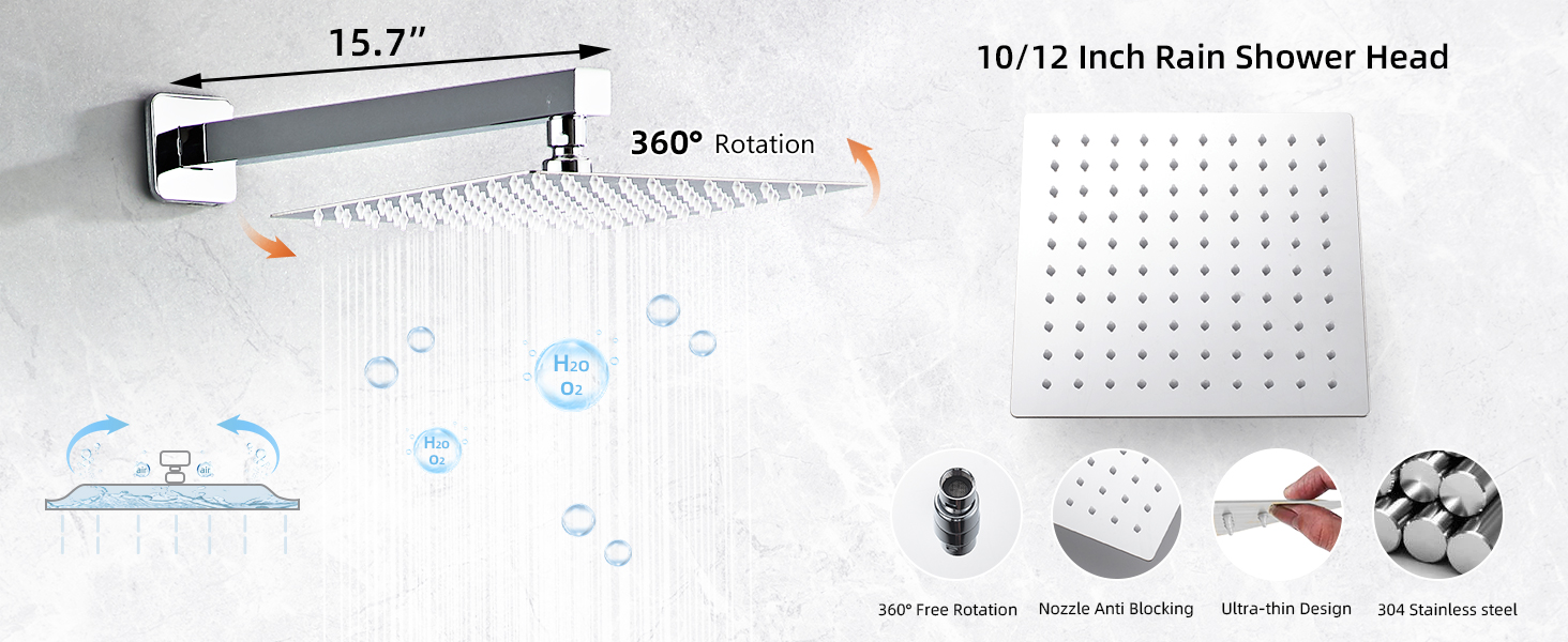 LCEVCGK Shower Faucet Set, Chrome Rainfall Shower System Complete Wall Mounted for Bathroom with ...