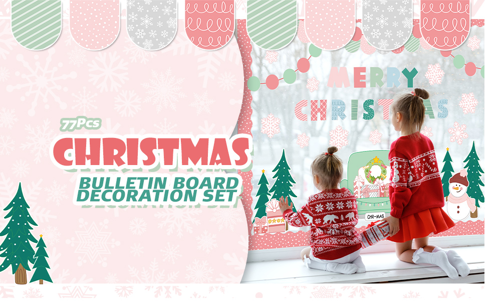 Amazon.com: AnyDesign 77Pcs Christmas Bulletin Board Decoration Set ...