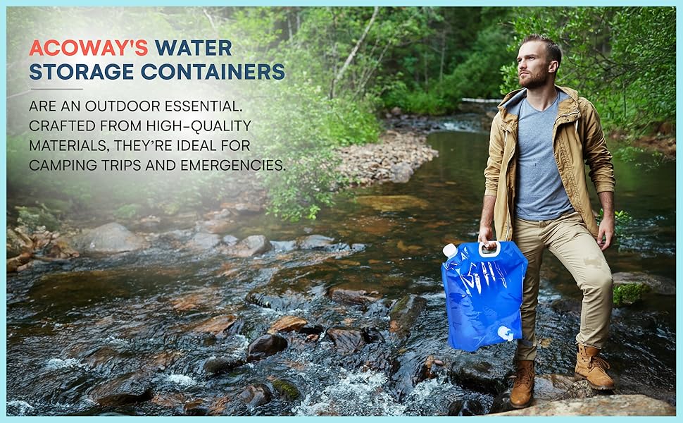 Amazon.com : ACOWAY Collapsible Water Storage Container Bag, 2 Units - Blue and White (2.6 gal ...