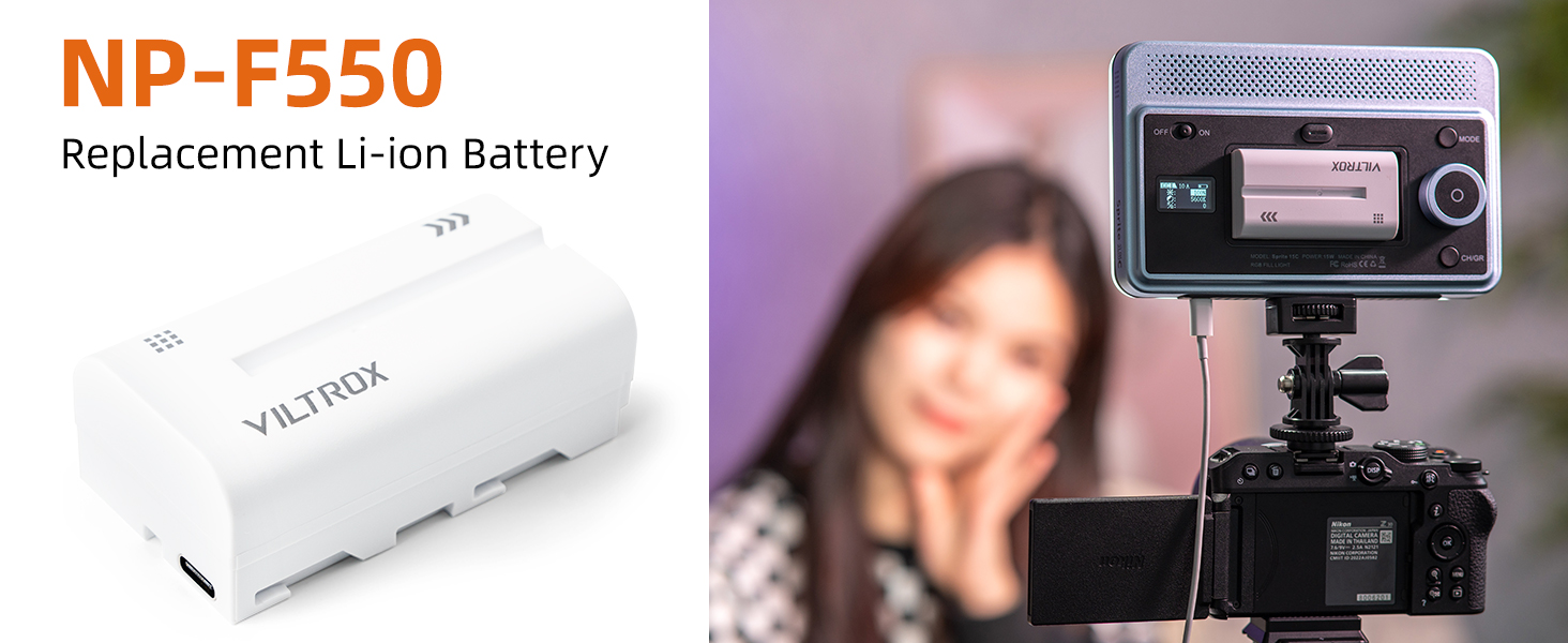 Amazon.com : VILTROX NP-F550 Battery 2 Pack 2200mAh Replacement for Sony F970 F960 F950 F770 ...