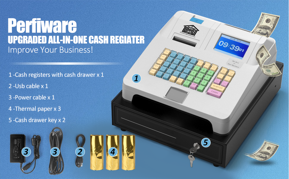 Amazon.com : Perfiware Cash Register for Small Businesses with ...