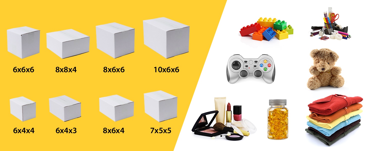 Amazon.com: Calenzana 7x5x5 Shipping Boxes Set of 40, White Corrugated Cardboard Box for Mailing ...