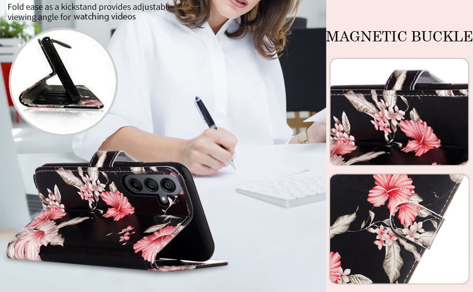 Amazon.com: JanCalm for Galaxy A15 5G Phone Case Wallet,Floral Pattern Cute for Samsung Galaxy ...