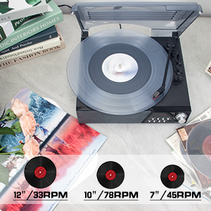 Amazon.com: HONGUT Record Player, 3 Speed Turntable Vinyl Record Player ...