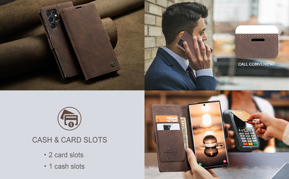 Amazon.com: SINIANL Galaxy S22 Ultra Leather Wallet Case, Flip Folio with Magnetic Kickstand ...