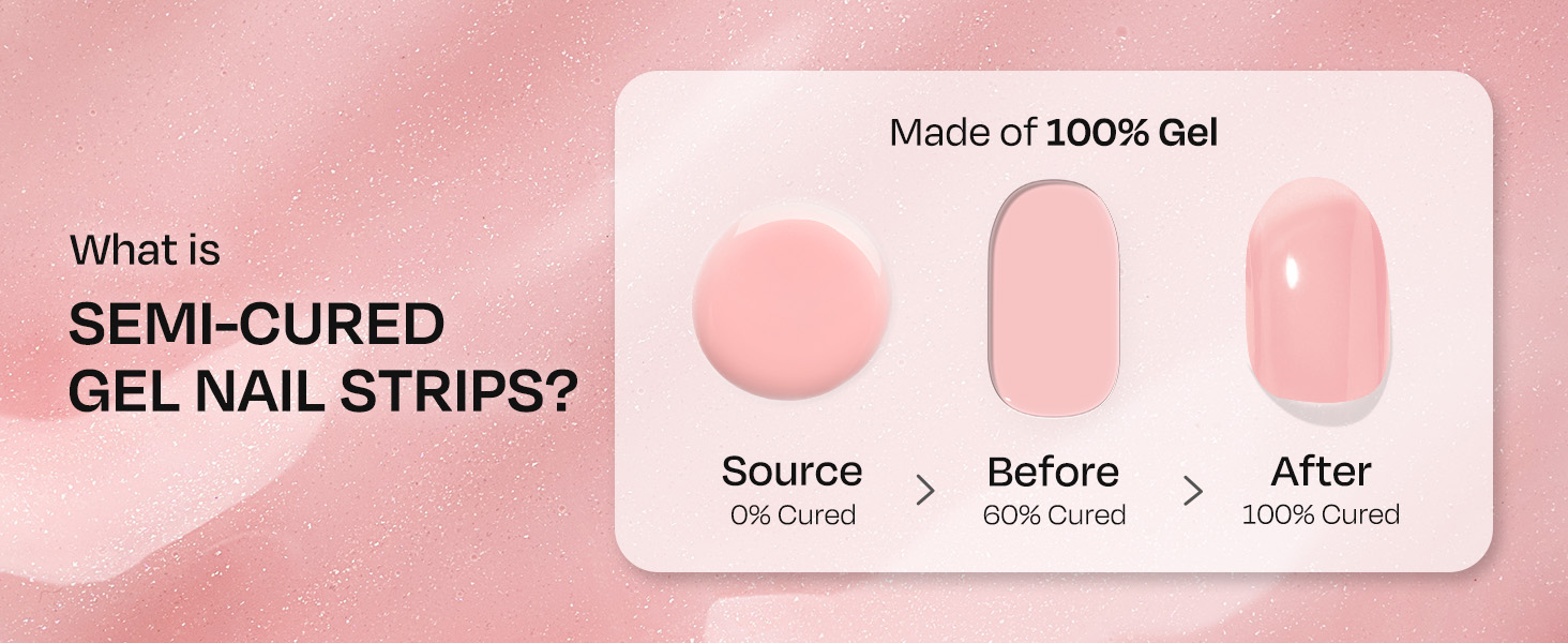 Amazon.com: ohora Semi Cured Gel Nail Strips (N Bloody Blushy) - Works with Any Lamps, Salon ...