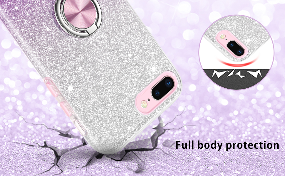 DUEDUE for iPhone 8 Plus Case,iPhone 7 Plus Case,Glitter Bling Sparkly Cute Phone Cover with ...