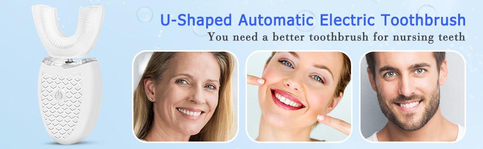 Amazon.com: Ultrasonic Electric Toothbrush Adults, Automatic Toothbrush U Shaped Whole Mouth 360 ...