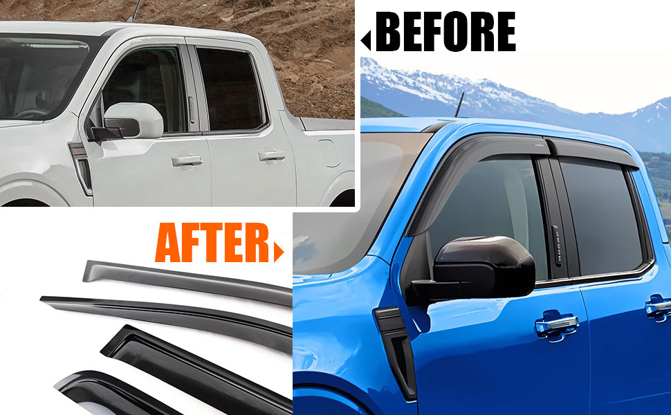 Amazon.com: Window Visors Rain Guards Compatible with Ford Maverick XL XLT Lariat 2022 2023 2024 ...