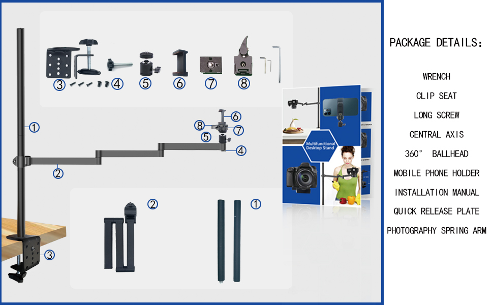 Amazon.com : Heavy Desktop Overhead Camera Mount Rig Stand, Top Down DSLR Photography Holder ...