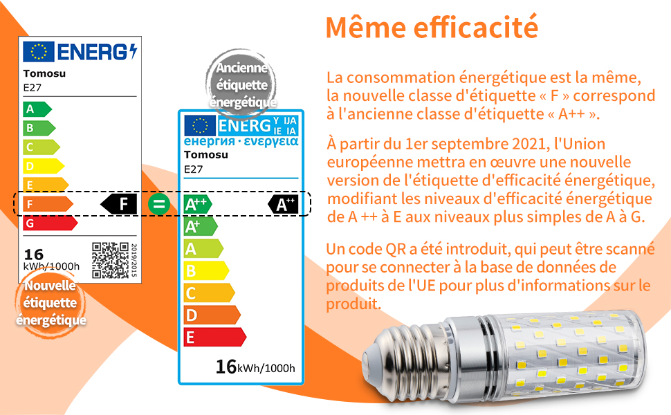 Tomosu Ampoule LED E27 Blanc Froid 6000K 1600LM, 16W Ampoules LED Intérieur E27 Équivalent 150W ...