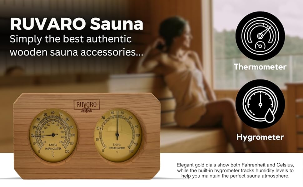 Amazon.com : RUVARO Sauna Thermometer and Hygrometer 2-in-1 – Analog Temperature & Humidity ...