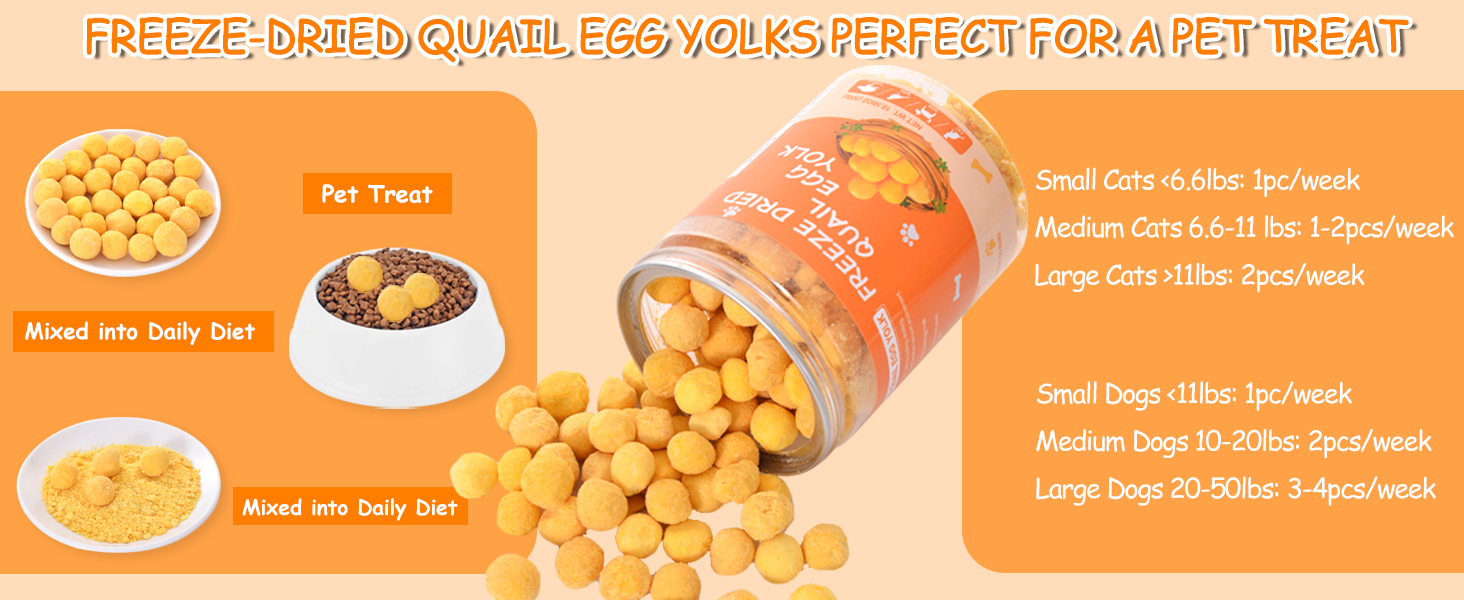 Amazon.com : Freeze Dried Quail Egg Yolk Cat - 10.58oz Natural Pet Treats, Freeze Dried Cat ...