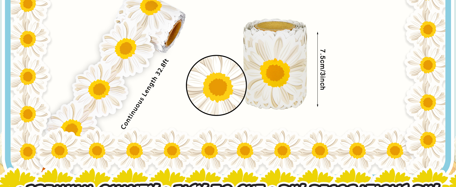 Amazon.com: Whaline Spring Daisy Flower Bulletin Board Border 32.8Ft 3D ...
