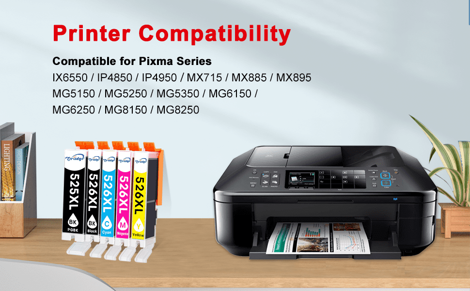 PGI-525XL CLI-526XL Cartouches d'encre Remplacement pour Canon 525 526 Multipack Compatible pour ...