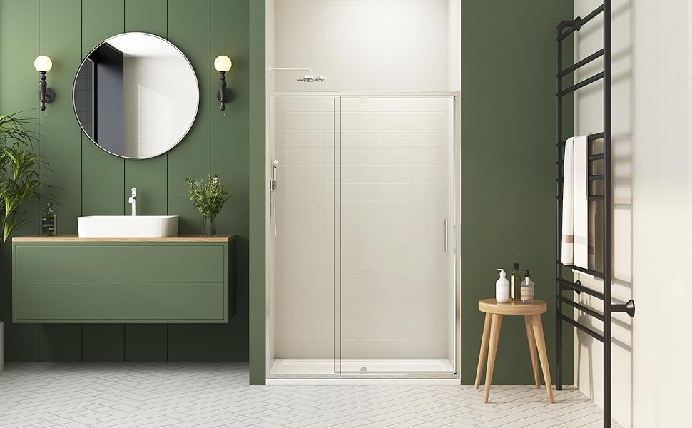 38-42" W x 71" H Piovt Swing Glass Shower Door,Pivot Frame Sliding Shower Door with 1/4"(6mm ...