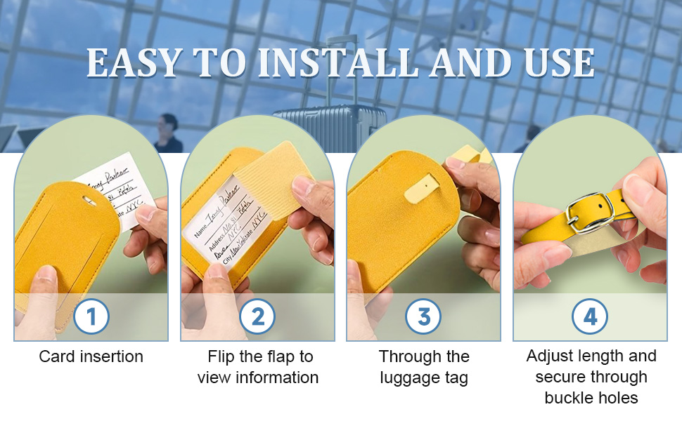 Amazon.com | CPCOIN Luggage Tags for Suitcases 2 Pcs PU Leather Travel Tag for Luggage Privacy ...