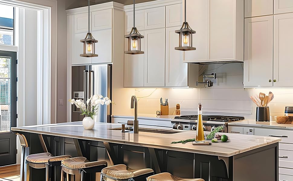 LOG BARN Pendant Lights Kitchen Island, Farmhouse Kitchen Pendant ...