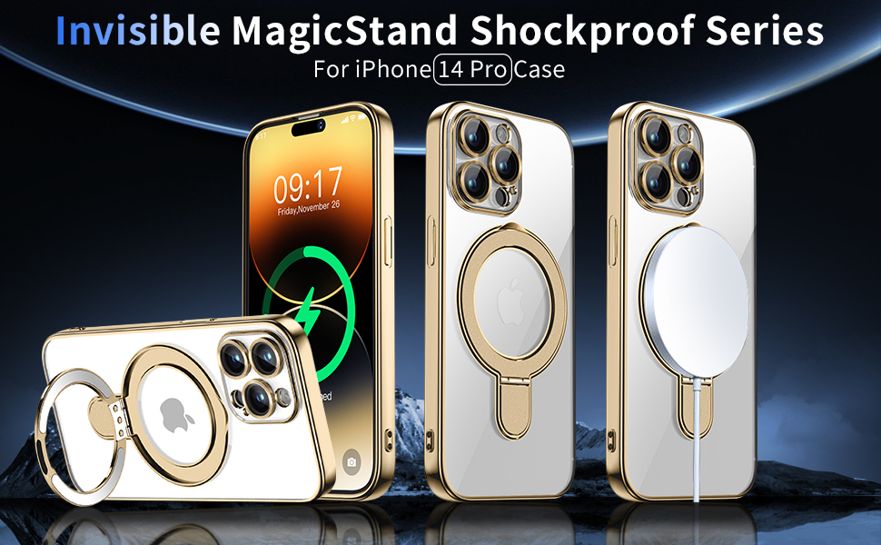Amazon.com: Pmteyoim Magnetic for iPhone 14 Pro Case with Invisible Stand[Compatible with ...