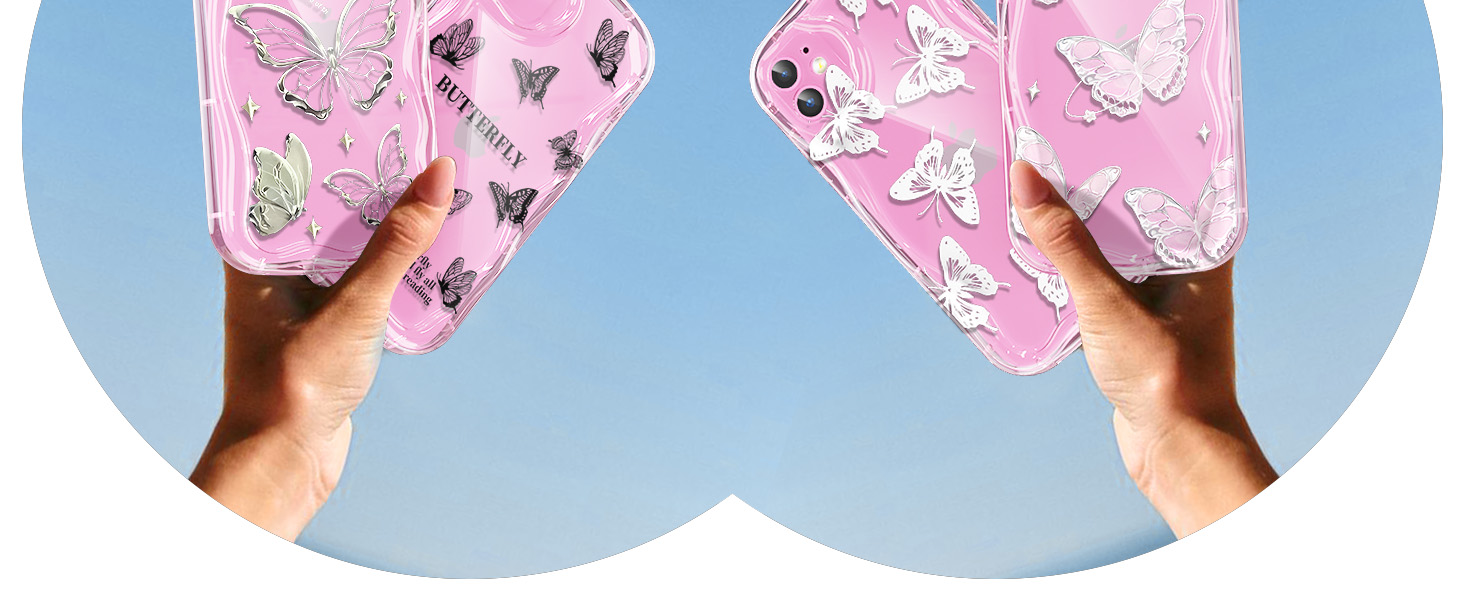 Amazon.com: CASBST Compatible for iPhone 11 Case, Pretty Butterfly Print Three-Dimensional Wave ...