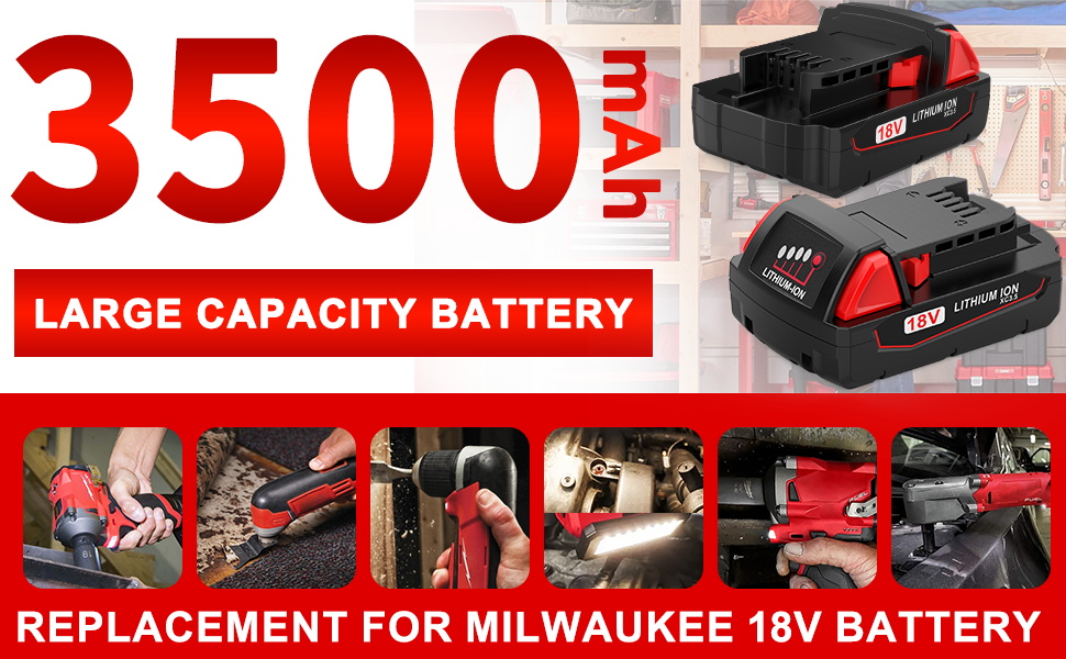 Amazon.com: BECDXPal 2Packs 3.5Ah Replacement for Milwaukee M18 Battery 18V Milwaukee Lithium ...