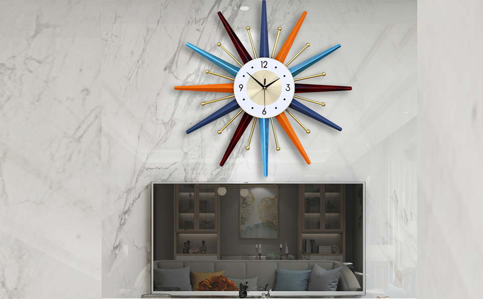 Amazon.com: HYEIOL Large Wall Clock 22 Inch Mid Century Wall Clock ...