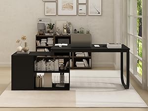 Amazon.com: Homsee Home Office Computer Desk Corner Desk with 3 Drawers ...