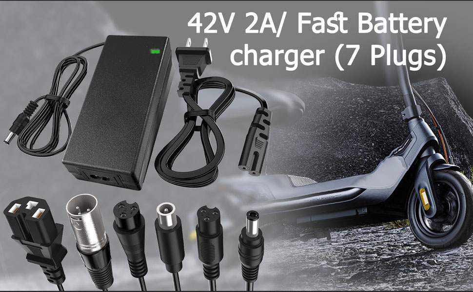 Amazon.com: 42V 2A Scooter Charger 7 in 1 Plugs Universal for 36V 10S Lithium Battery, Pinkind ...