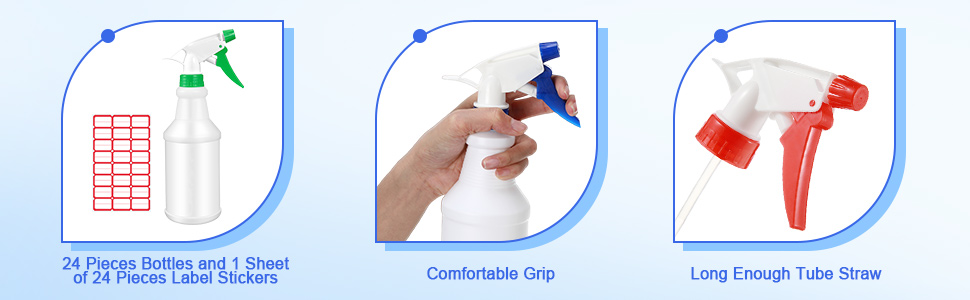 Amazon.com: Gerrii 24 Pcs 24oz Plastic Spray Bottle Bulk, Empty Refillable Squirt Bottles for ...