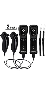 2 Sets Remote Controller for Wii, TechKen Replacement Remote Built-in ...
