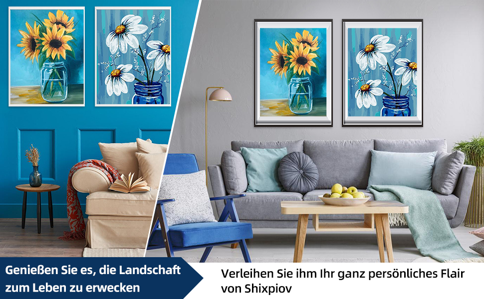 Malen Nach Zahlen Erwachsene Blumenvase - für Erwachsene Kinder Anfänger– 2er Set 40x50 CM ...