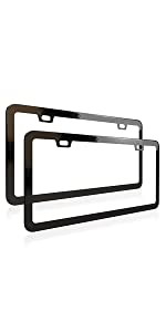 Amazon.com: Deselen License Plate Frame, Metal Thin Stainless Steel with 2 Holes Screw Cap, 2 ...
