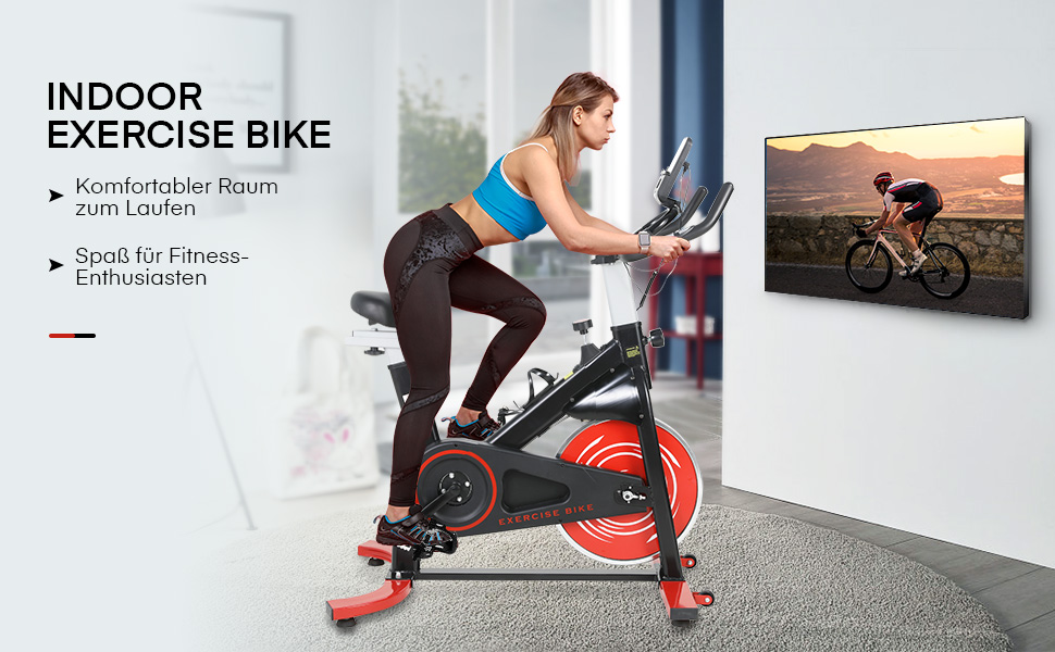 Heimtrainer Fahrrad, Bis 120kg, 8kg Schwungrad für Frauen, mit Pulsmesser, LCD Monitor ...