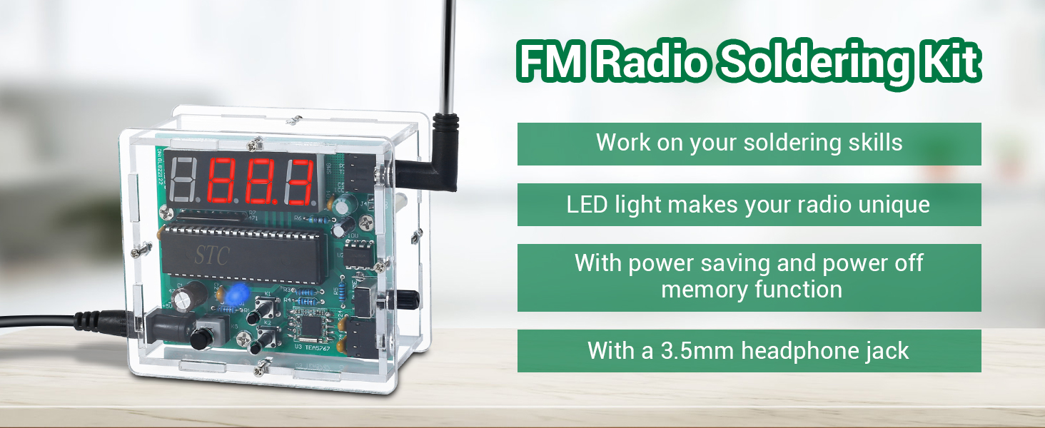 Soldering Practice Kit, Icstation FM Radio Kit with LED Flashing Lights Soldering Project ...