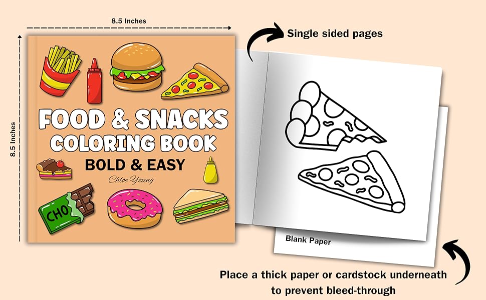 Bold and Easy Food & Snacks Coloring Book: Big and Simple Large Print ...