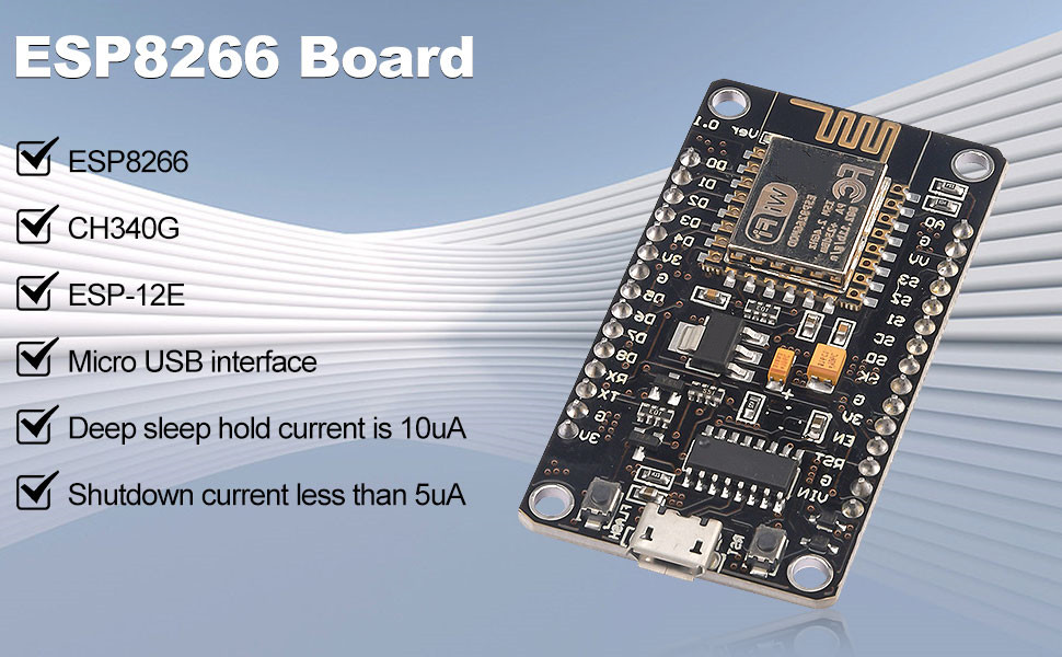 Heemol ESP8266 Entwicklungsboard,ESP8266 12E NodeMcu V3 CH340G Port Serial Wireless Module 1 ...