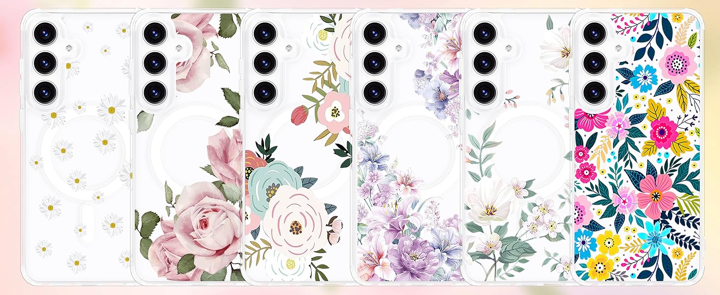 Amazon.com: Tcaraersing for Samsung Galaxy S24 FE Flower Case Magnetic [Compatible with MagSafe ...