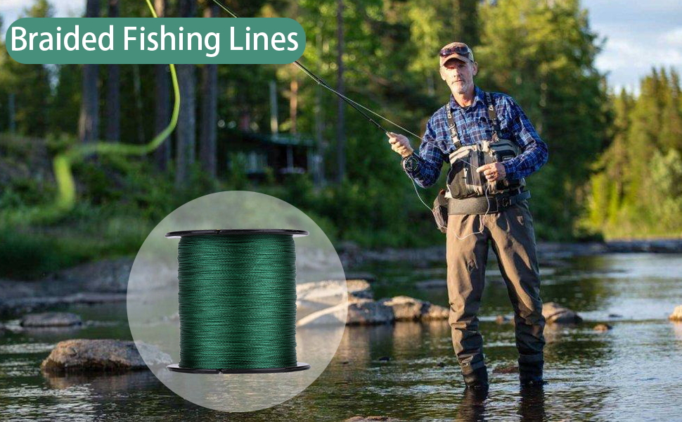 Yuecoom Braided Fishing Lines, 300m PE Braided 4 Strands, Super Strong Fishing Lines, Green ...