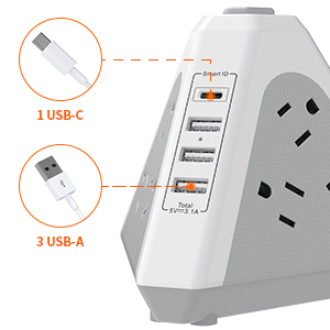 NVEESHOX Regleta Multicontacto, Extension en Torre Triángulo con 9 Enchufes de CA 3 USB y 1 USB ...