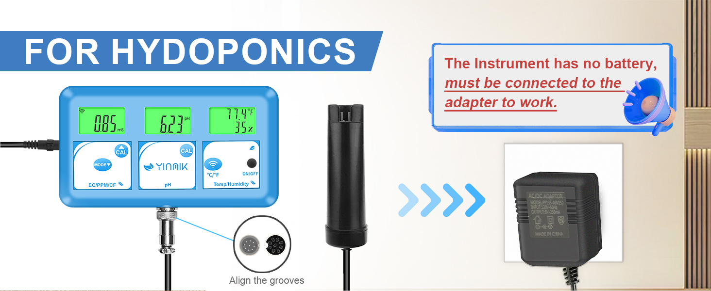 YINMIK EC PPM pH Monitor for Hydroponics Nutrients, WiFi pH PPM Tester ...