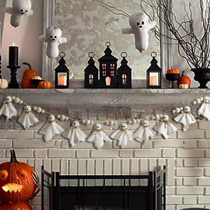 Amazon.com: Bunny Chorus 7Ft Cute Halloween Ghost with Wooden Beads Garlands, Handmade Rustic ...