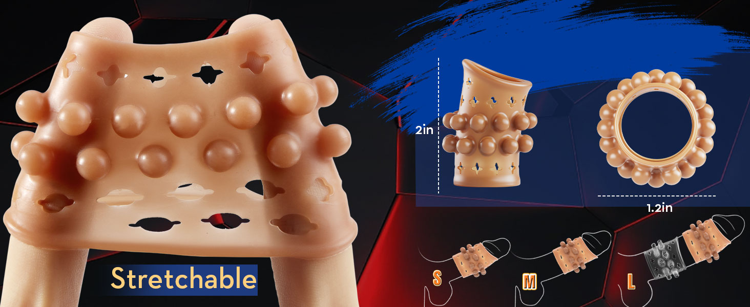 Amazon.com: 2Pcs Penis Sleeve for Mens, Semi-Covered Penis Enlarger Ring Penis Extender with 360 ...