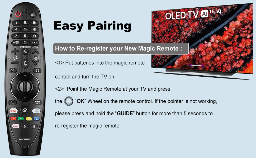 Amazon.com: Replacement for LG Voice Magic Remote Control for LG 2017-2022 Smart TV, MR20GA ...