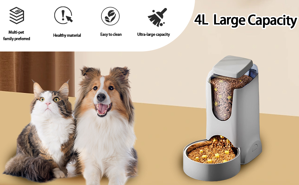 Amazon.com : Hamiledyi Gravity Dog Feeder 2.8L Pets Automatic Food Dispenser with Stainless ...