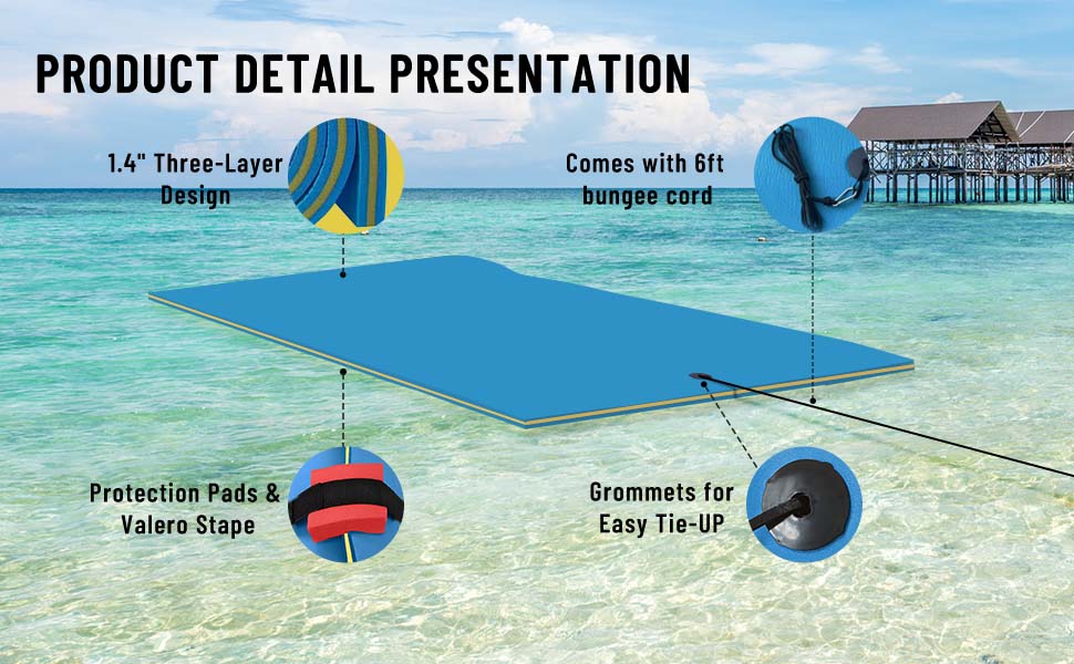 Amazon.com: Unovivy Floating Water Mat, 9' × 6' Lily Pad Floating Mat ...