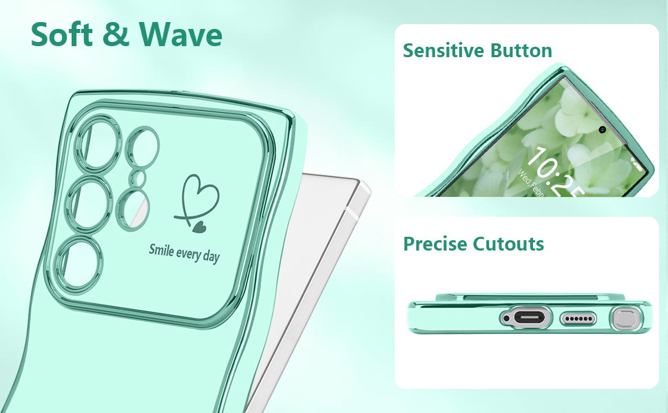 Amazon.com: LCHULLE for Samsung Galaxy S23 Ultra Case for Women Girls, Cute Wave Frame Curly ...