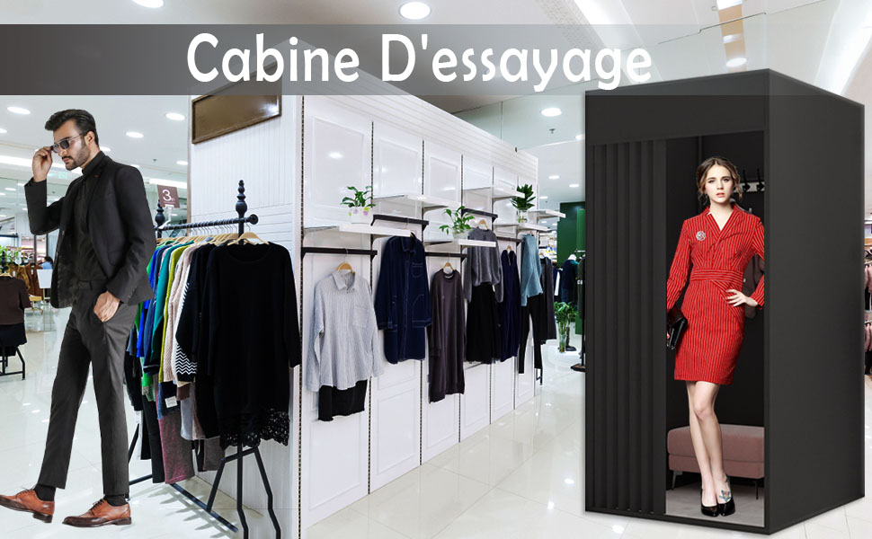 AMSXNOO Cabine D'essayage, Mobile Magasin De Vêtements Salle Détaché Vestiaire Portable D ...